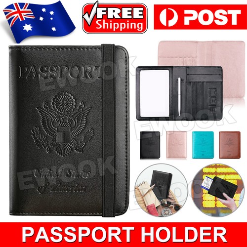 Slim Leather Travel Passport Wallet Holder RFID Blocking ID Card Case ...