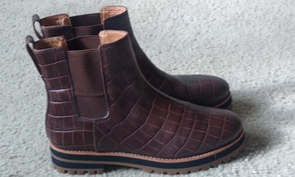NEW Madewell The Ivy Chelsea Brown Boot Croc Embossed Leather Women's ...