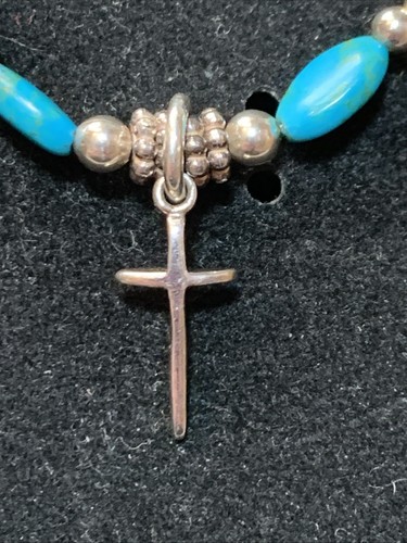 Vintage Jezaline Cross Bracelet Sterling Silver JEZ Faux Turquoise ...