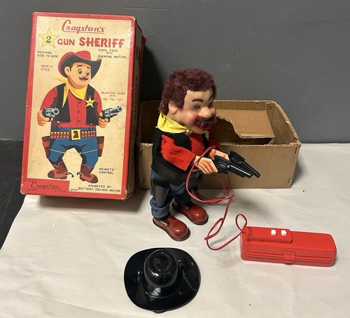 Vintage Cragstan's 2 Gun Sheriff Battery Operated Toy W/ Original Box ...