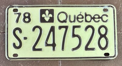 Quebec 1978 SNOWMOBILE License Plate # S-247528 | eBay