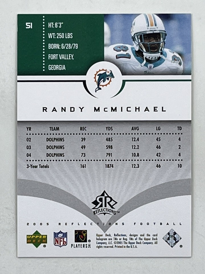 Randy McMichael 2005 Upper Deck Reflections Green /75 #51 Dolphins ...