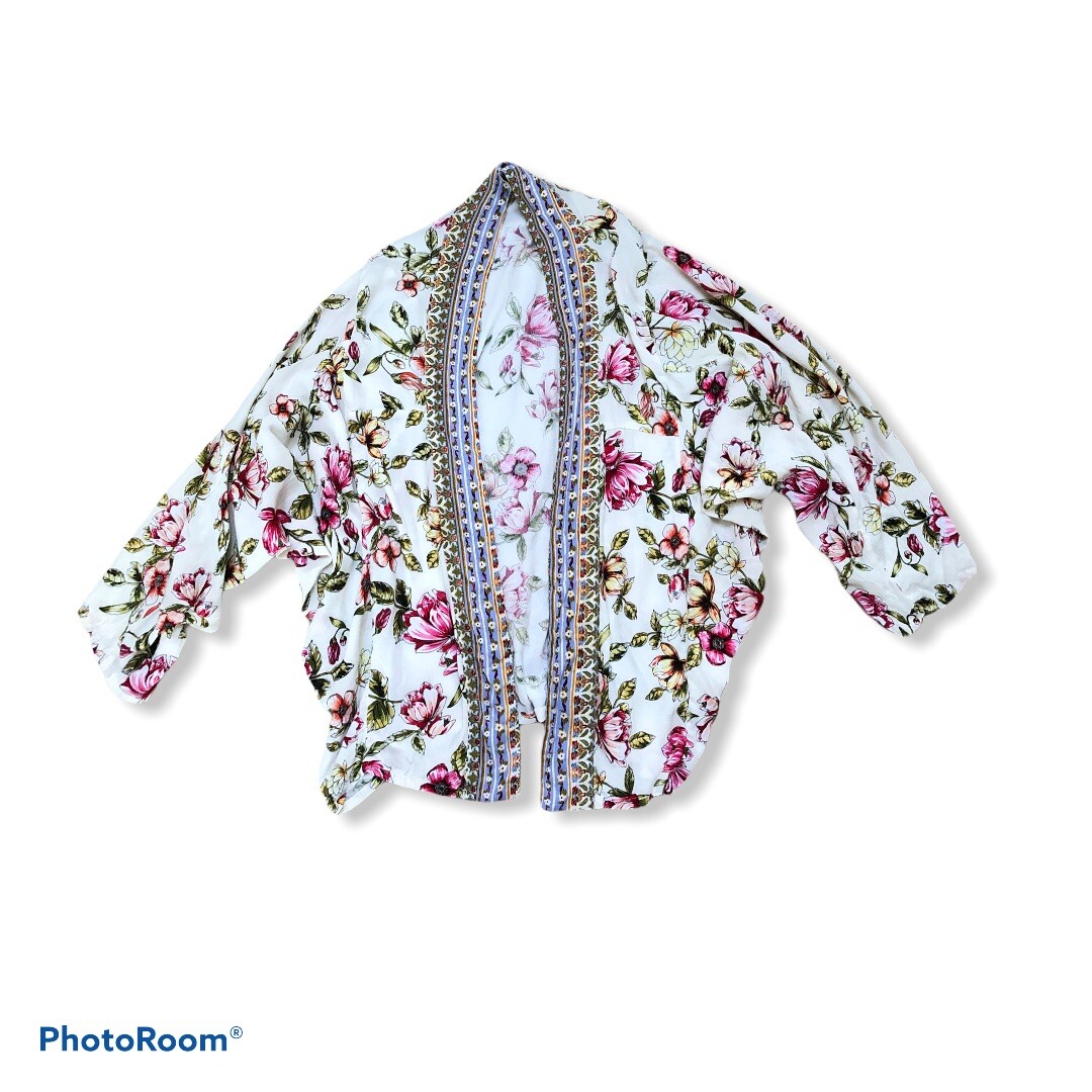 Akemi Kin Short Kimino Flowers Floral White Pink One … - Gem