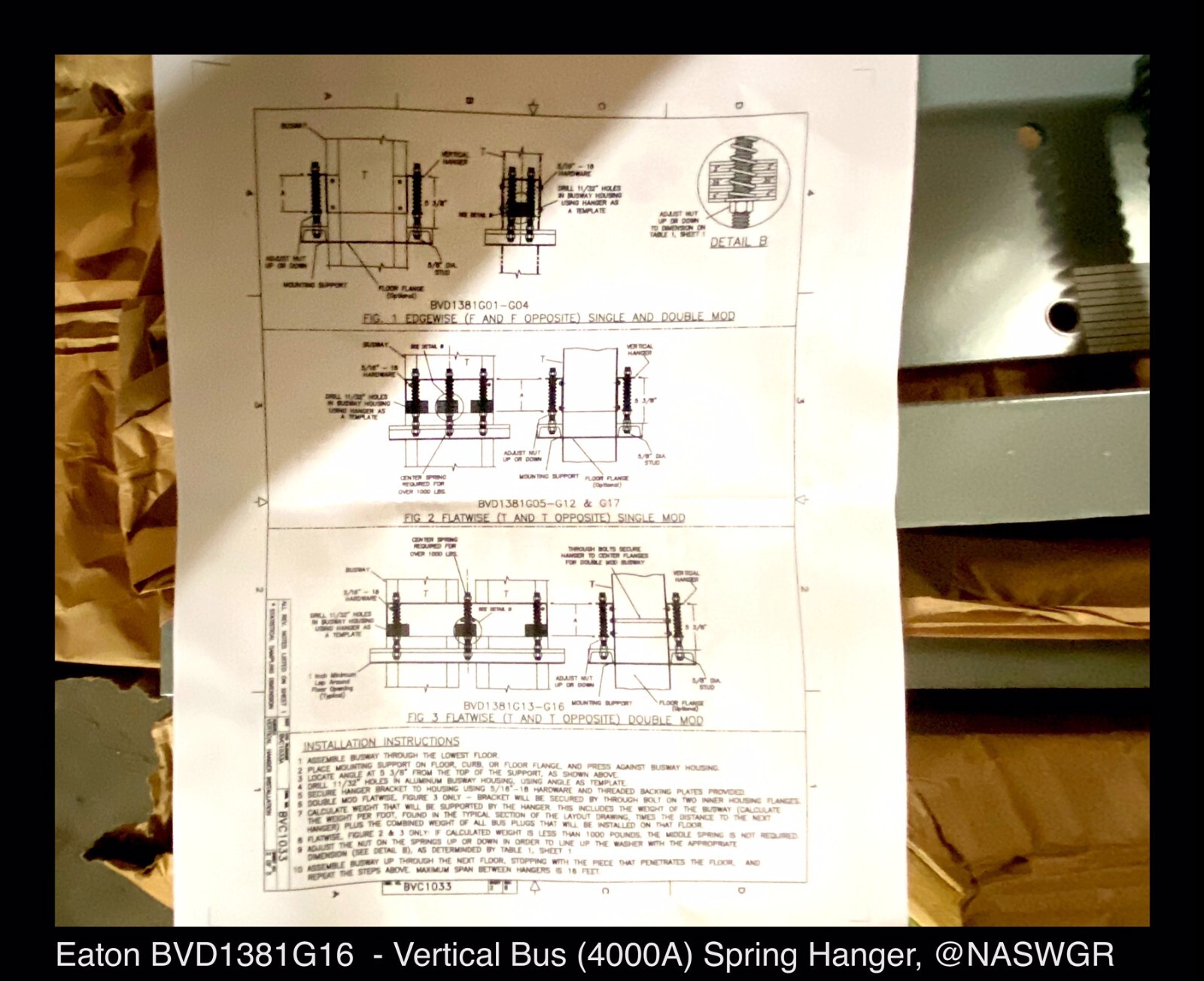 Eaton BVD1381G16 Vertical Spring Hanger Assembly - 4000A Busway ...
