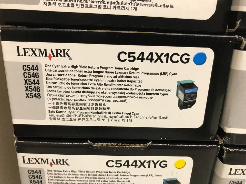 LOT of 4 SETS Sealed Genuine Lexmark C544 Toner Cartridge C544X1KG ...