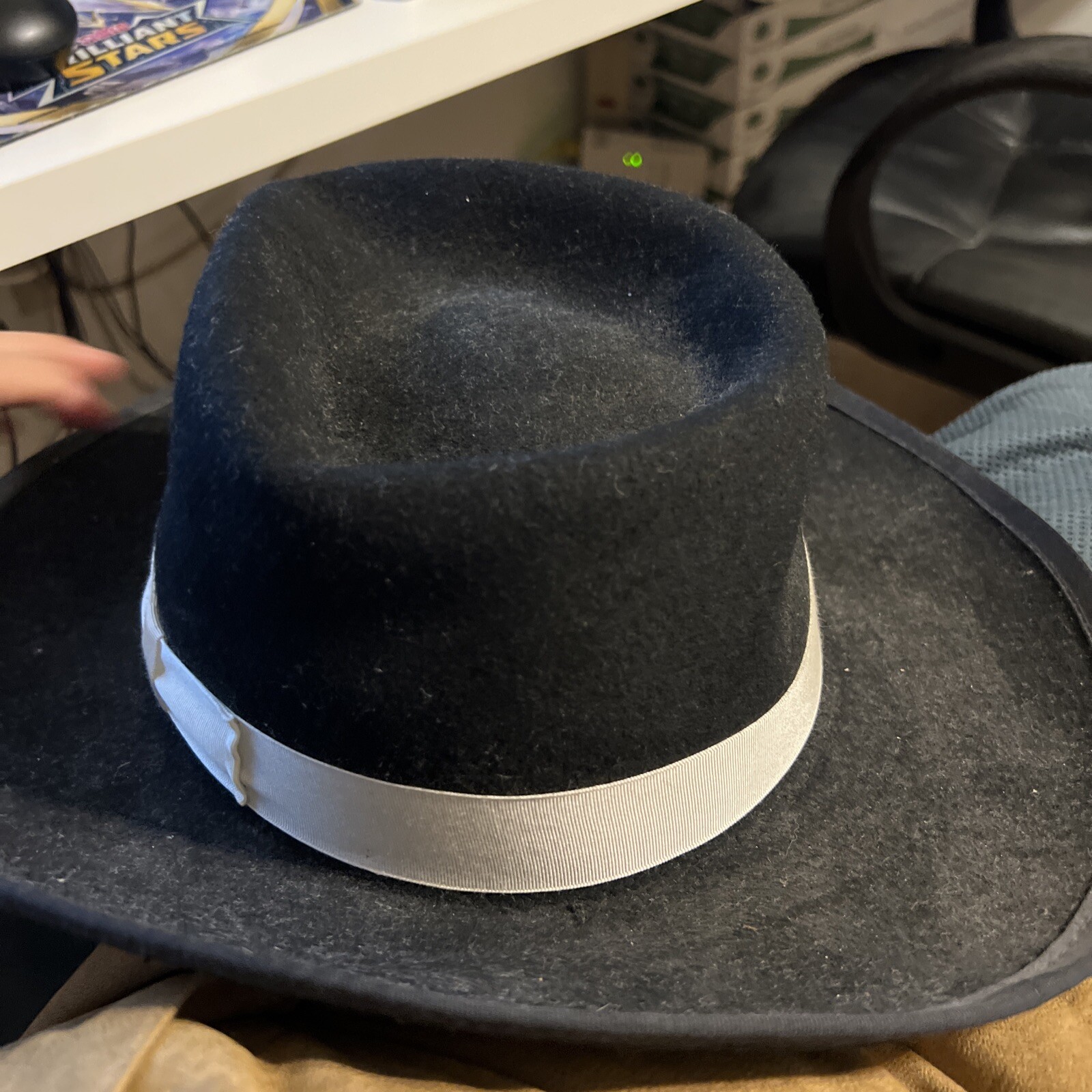 HXC Black Hat White Band Felt Size X-Large Fedora Cowboy Hat | eBay