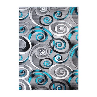 Flash Furniture Masie 5X7 Swirl Area Rug, Turquoise - ACD-RG414-57-TQ ...