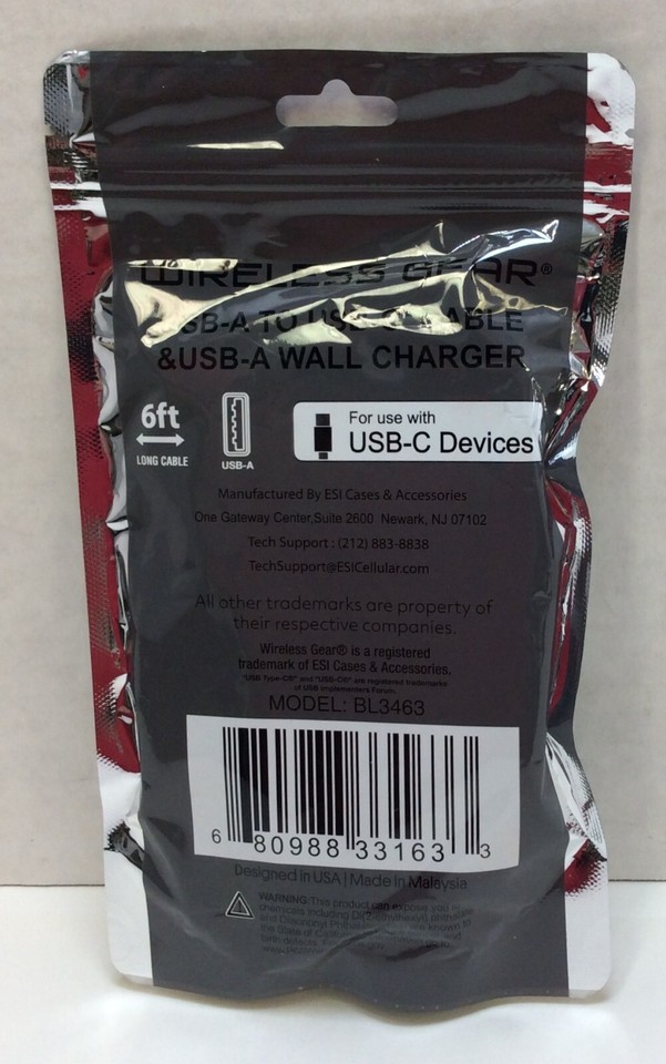 Wireless Gear USB-A to USB-C Cable & USB-A Wall Charger, Mint Green ...