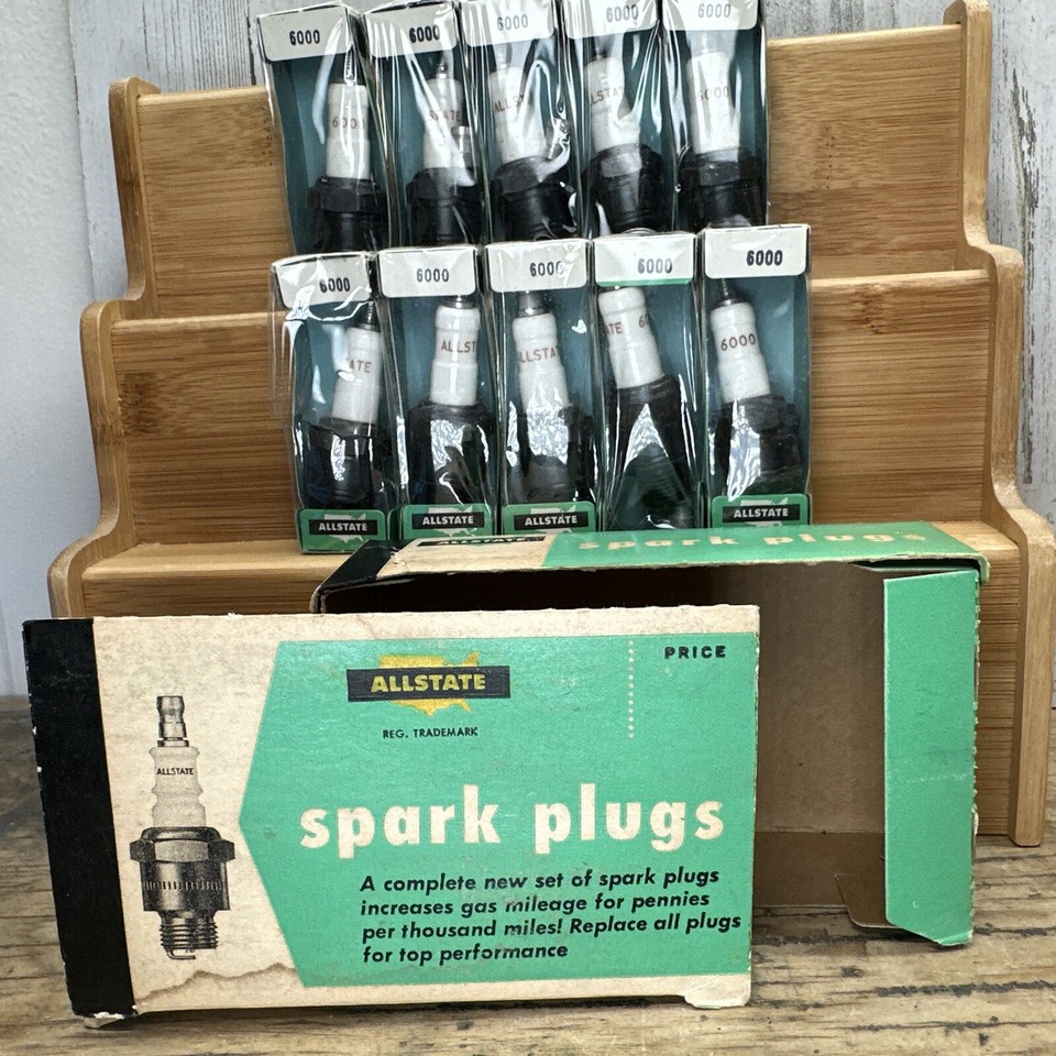 Vintage Sears Allstate Spark Plugs Box of 10 Cave Box 6000 Automotive ...