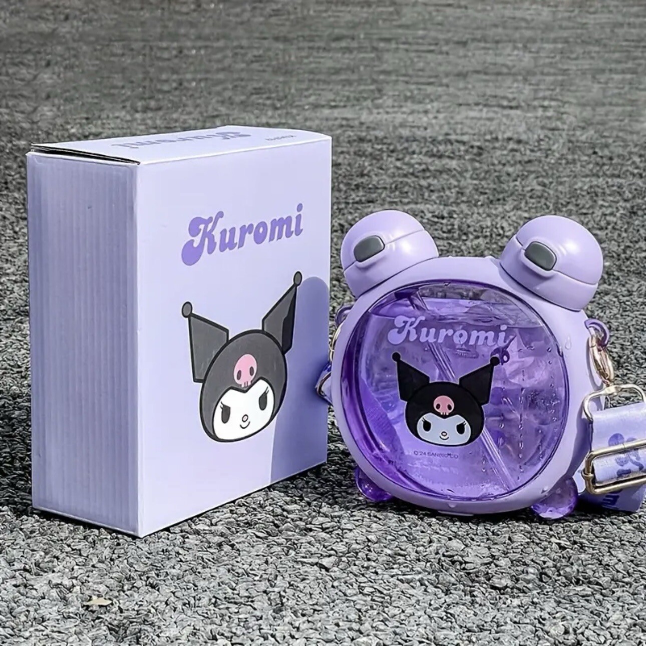 Sanrio Kuromi TwoWay Drinking Clock Shape Water Bottle Large Capacity ...