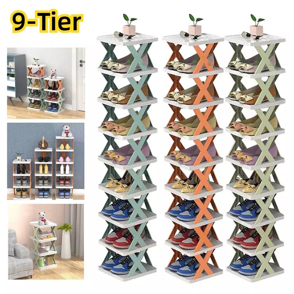 9-Tier Shoe Rack Storage Organizer Small Shoe Rack Narrow DIY Adjust ...