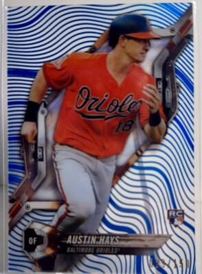 AUSTIN HAYS 2018 TOPPS HIGH TEK BLUE WAVES RC ORIOLES ROOKIE CARD RC ...