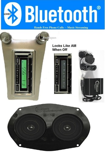 1963-1967 Chevy Corvette Bluetooth Radio + Speakers Hands Free NON AC ...