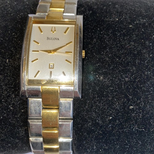 Bulova Two Tone Rectangle Stainless Wrist Watch for Men NEW BATTERY | eBay