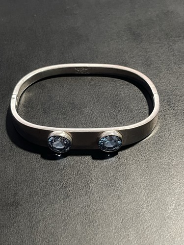 Vintage Taxco Sterling Silver 950 Blue Topaz Hinged Bangle Bracelet | eBay
