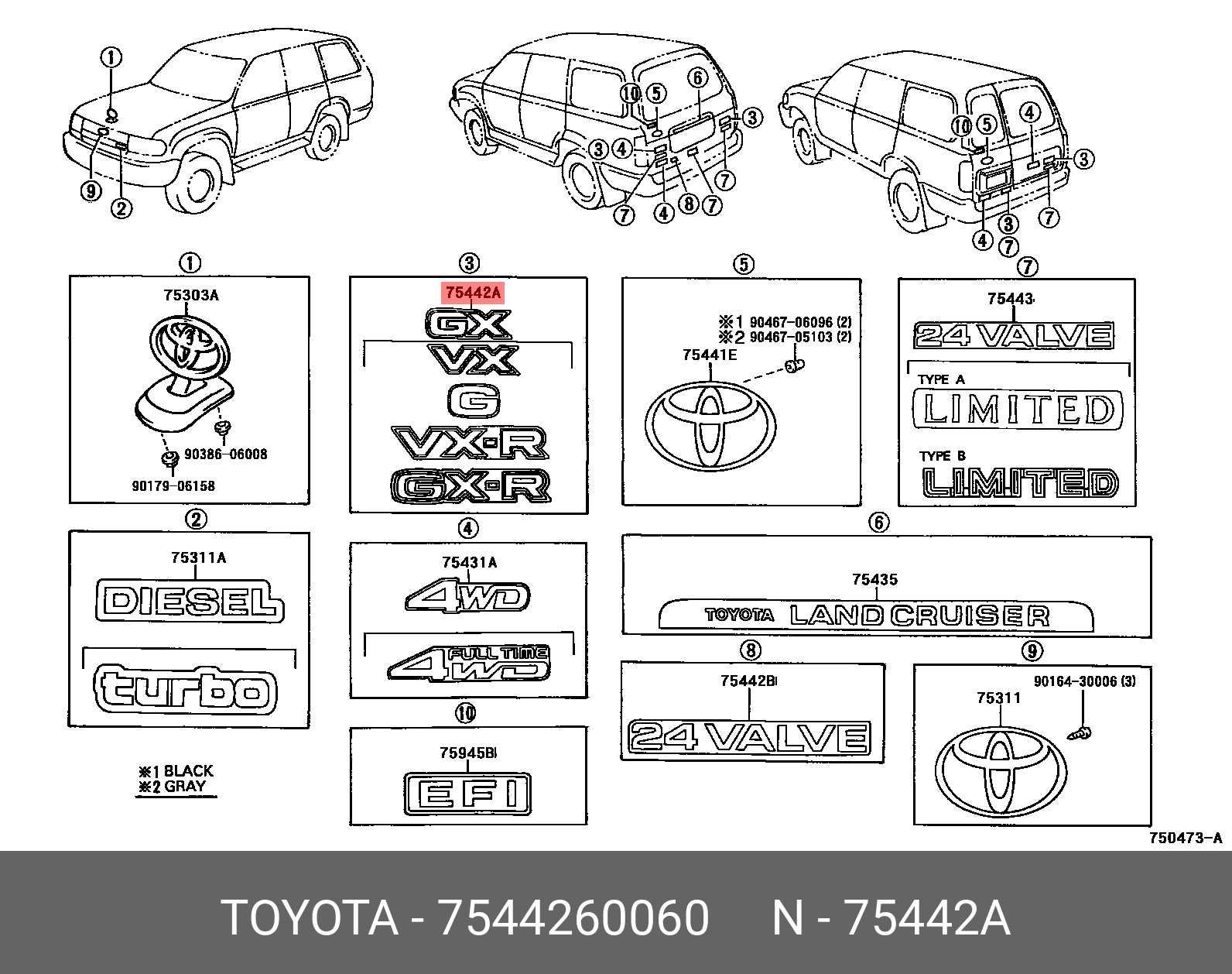 Genuine OE emblem, 7544260060 for TOYOTA 75442-60060 | eBay