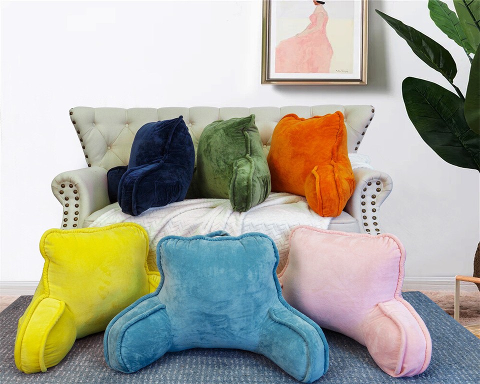 Super Soft Reading Pillow with Arms–Cozy Plush Backrest for Bed Couch ...