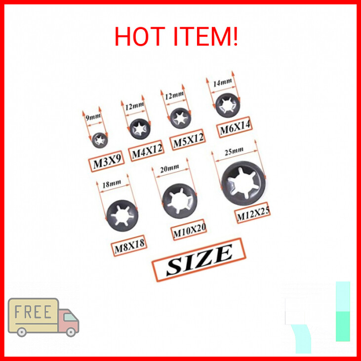 260pcs 7 Size Internal Tooth Starlock Washers Locking Washer Assortment ...