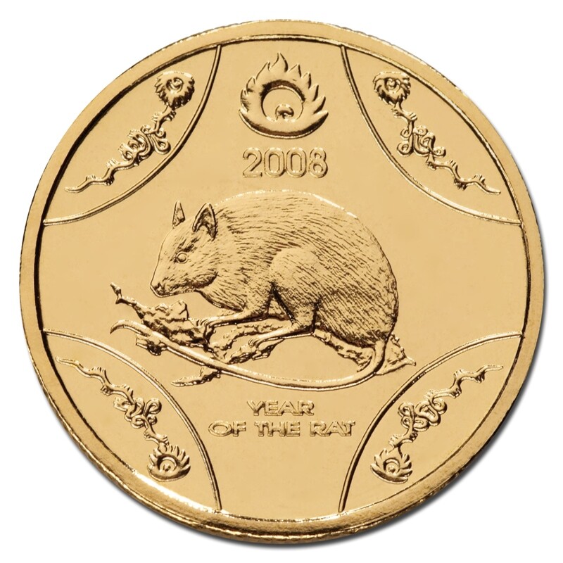 2008 Year of the Rat One Dollar ($1) Uncirculated Australian Decimal ...