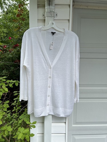 NWT Talbots Pretty White 100% Linen V-neck Long Sleeve Cardigan 3X 22W ...