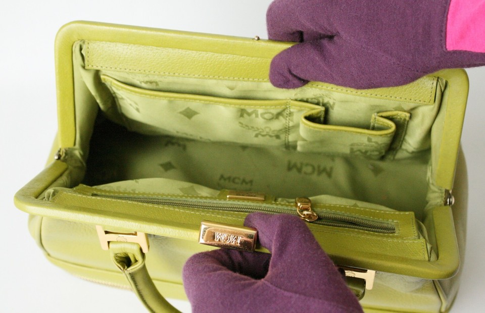 MCM Green Leather Doctor Bag,Top handle Bag | eBay