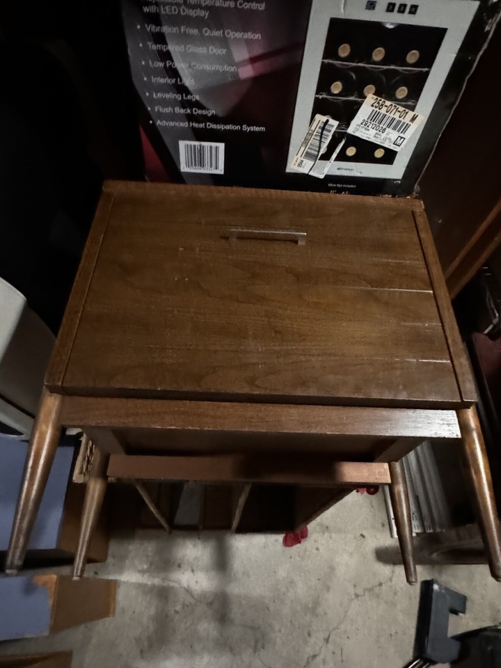 Mid-Century Record Cabinet Lu Van 60's Nightstand Table Accordion Door ...