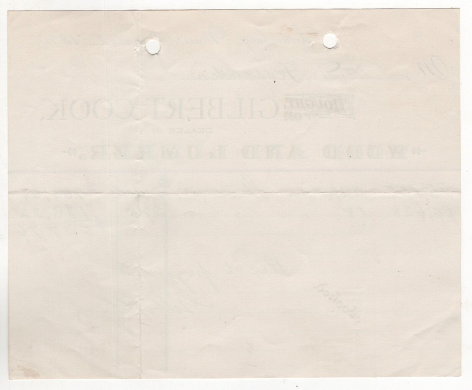 1893 GILBERT COOK BILLHEAD WOOD & LUMBER LUNENBURG MA FESSENDEN | eBay
