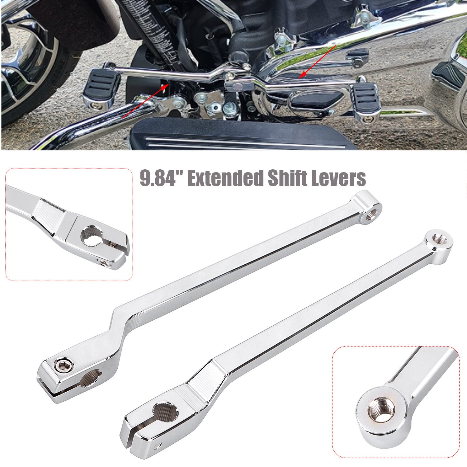 Chrome Heel/Toe Shifter For Harley 9.84" Extended Shift Levers Set Fit ...