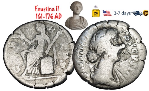 Ancient Roman Empire Coin Silver Faustina 2 161-176 Wife Marcus ...