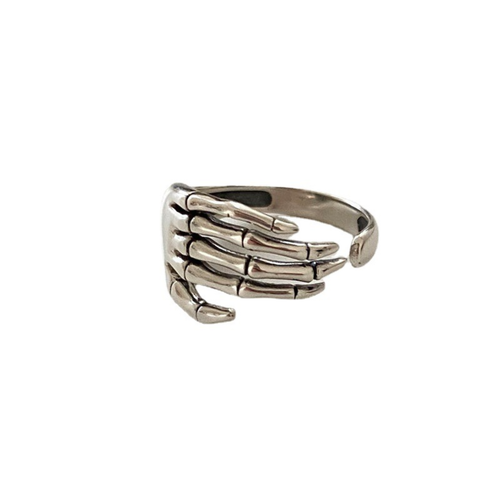 Silver Skeleton Hand Ring for Men and Women - Halloween Gothic ...