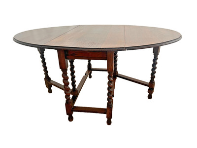 Antique Oval Barley Twist Gate Leg Kitchen Table Drop side Leaf Tiger ...