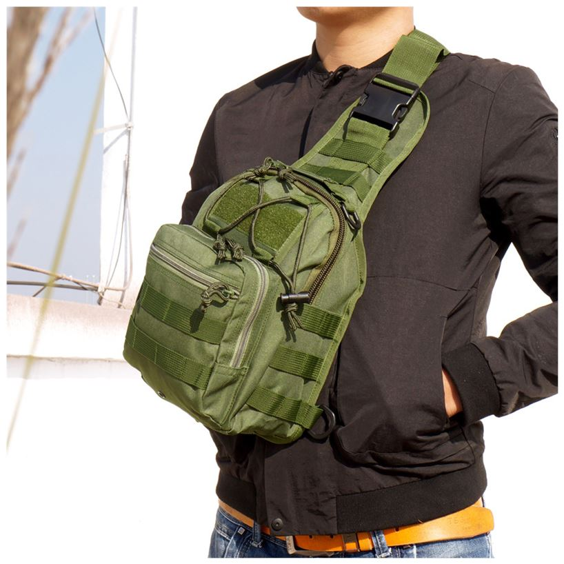 Outdoor Tactical Sling Bag Military MOLLE Crossbody Pack Chest Shoulder ...