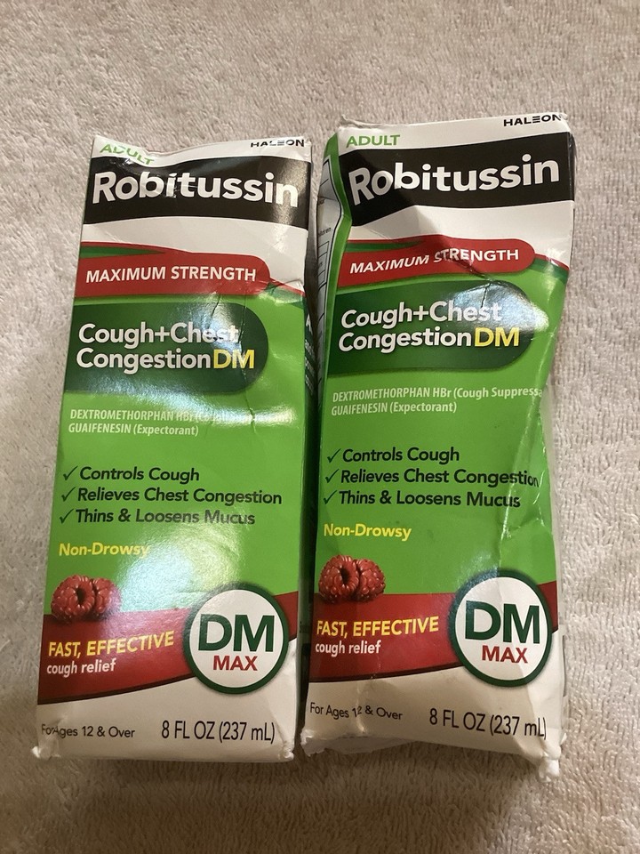 Lot Of 2 Max Strength Robitussin Adult Cough + Chest Congestion DM EXP ...