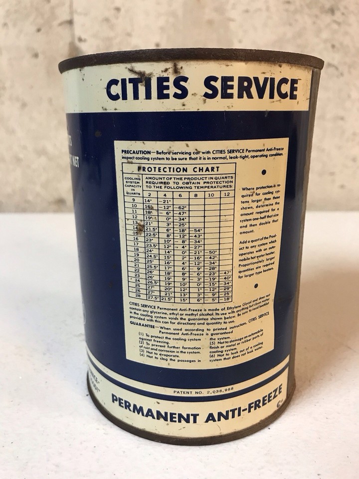 MAKE OFFER Cities Service Anti-freeze Quart Metal Can | eBay