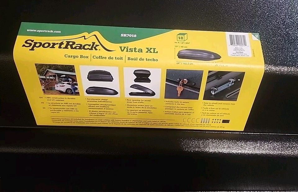 SportRack Vista XL Rear Opening Cargo Box,Black Keyed SR7018 Roof Mount ...