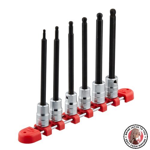 NEW KTC 9.5mm 3/8 inch long ball point hexagon bit socket set 6 pieces ...