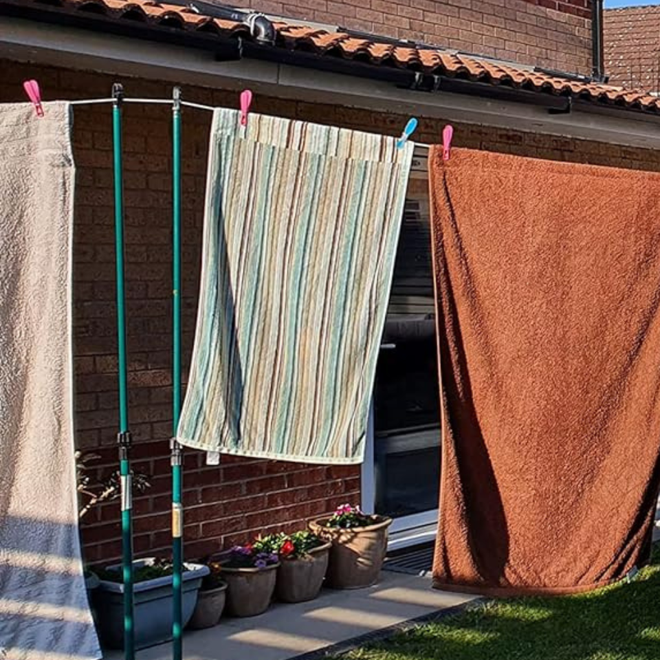 Extendable Prop Line Heavy Duty Clothes Washing Pole 2.4m Outdoor Line ...