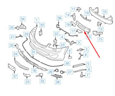 2010-2012 Mercedes-Benz S-Class W221 Front Bumper Center Absorber ...