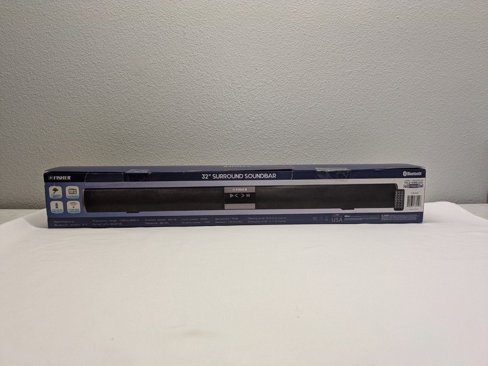 Fisher 32" Surround Sound Bar Wireless Bluetooth Stereo Speaker Read ...