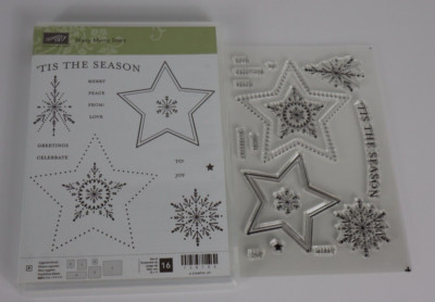 Stampin' Up MANY MERRY STARS UNMOUNTED Rubber Stamp Set Christmas ...