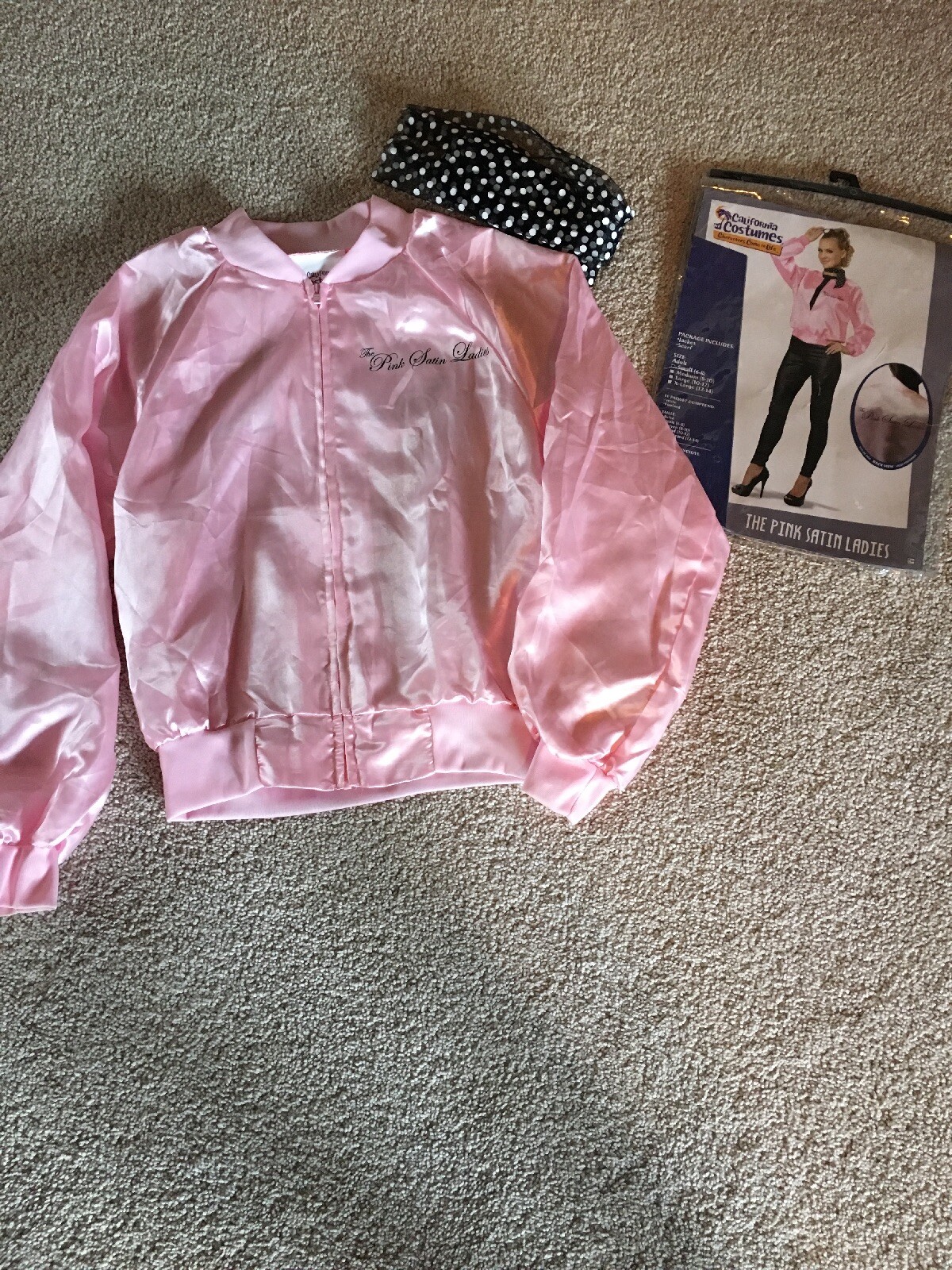 The Pink Satin Ladies Jacket And Scarf Halloween Costume Grease 1950s ...
