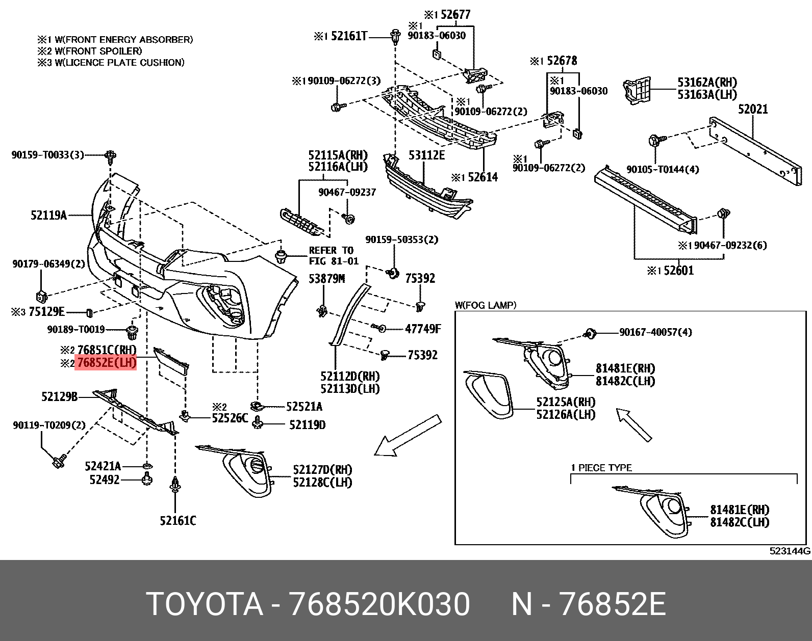Genuine OE spoiler, front, left, 768520K030 for TOYOTA 76852-0K030 | eBay