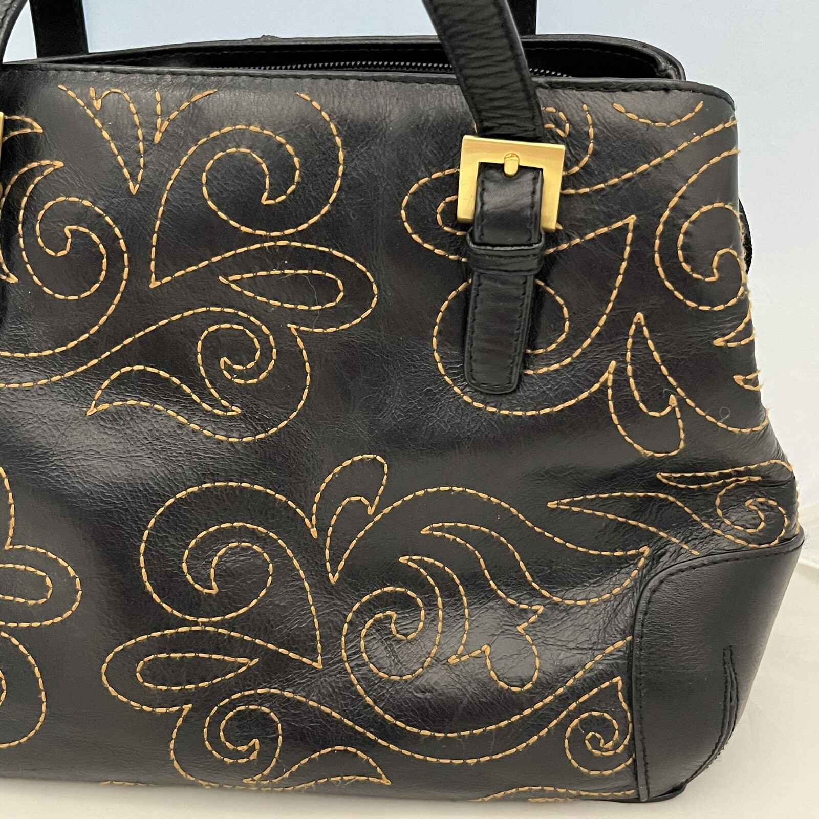 Naturalizer Leather Stitched Smaller Tote Purse Gold Accents | eBay