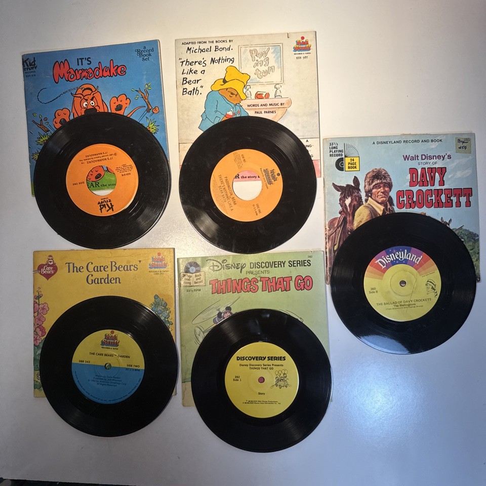 Lot Of 10 Vintage Children's Record and Book 45 RPM 7" 6 Records 4 ...