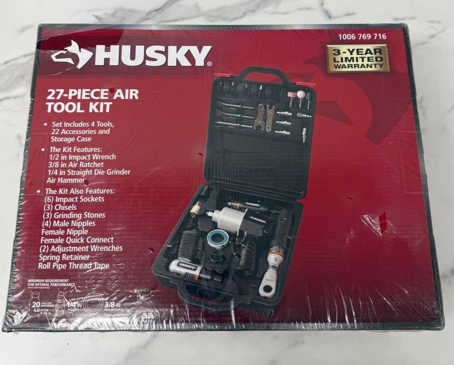 Husky Air Tool Kit (27-Pieces) HDK1008 Industrial Grade w/ case for ...
