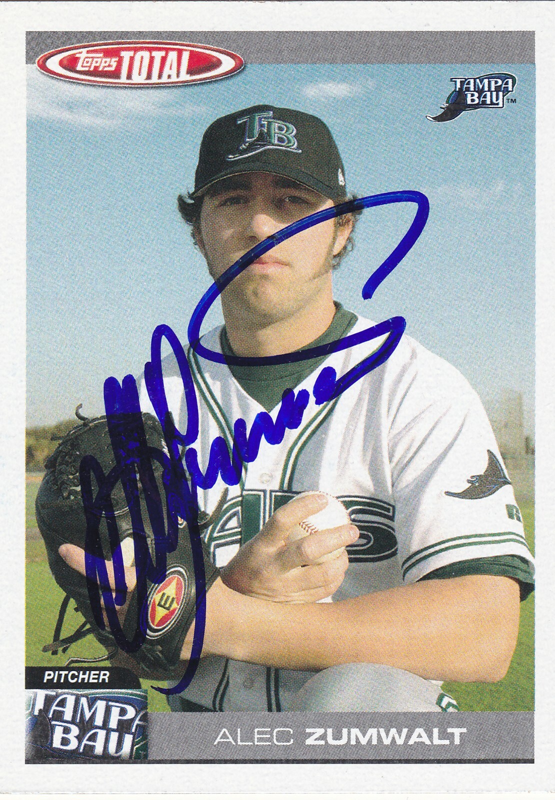 ALEC ZUMWALT TAMPA BAY RAYS SIGNED 2004 TOTAL BASEBALL CARD EAST ...