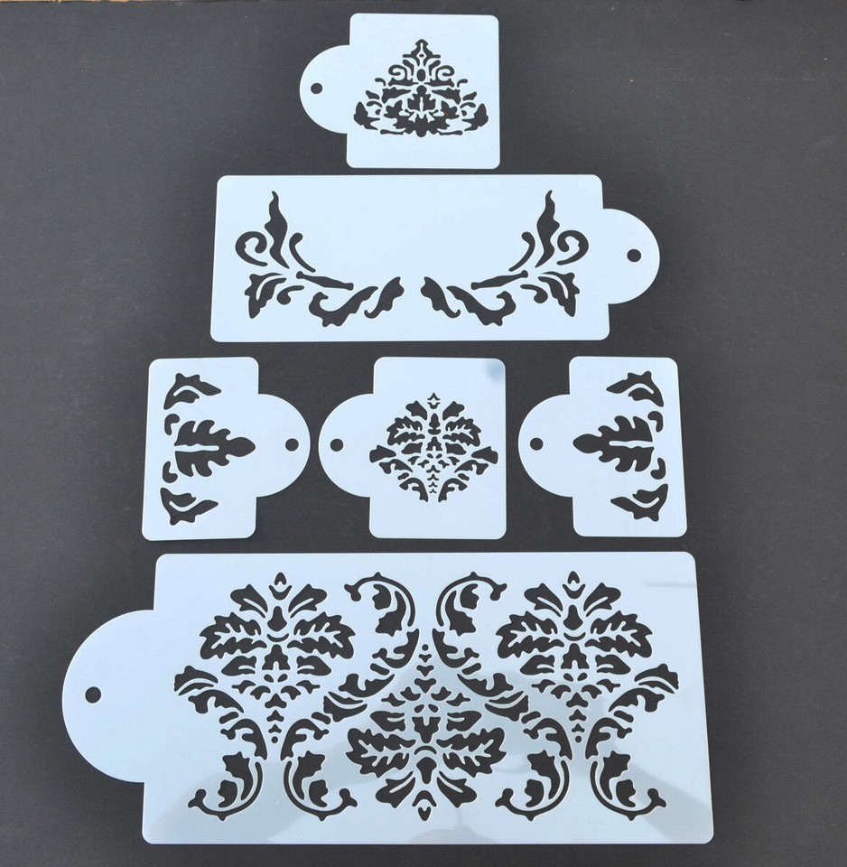 6 Piece Cake decorating Airbrush Icing Frosting Fondant Elegant Lace ...