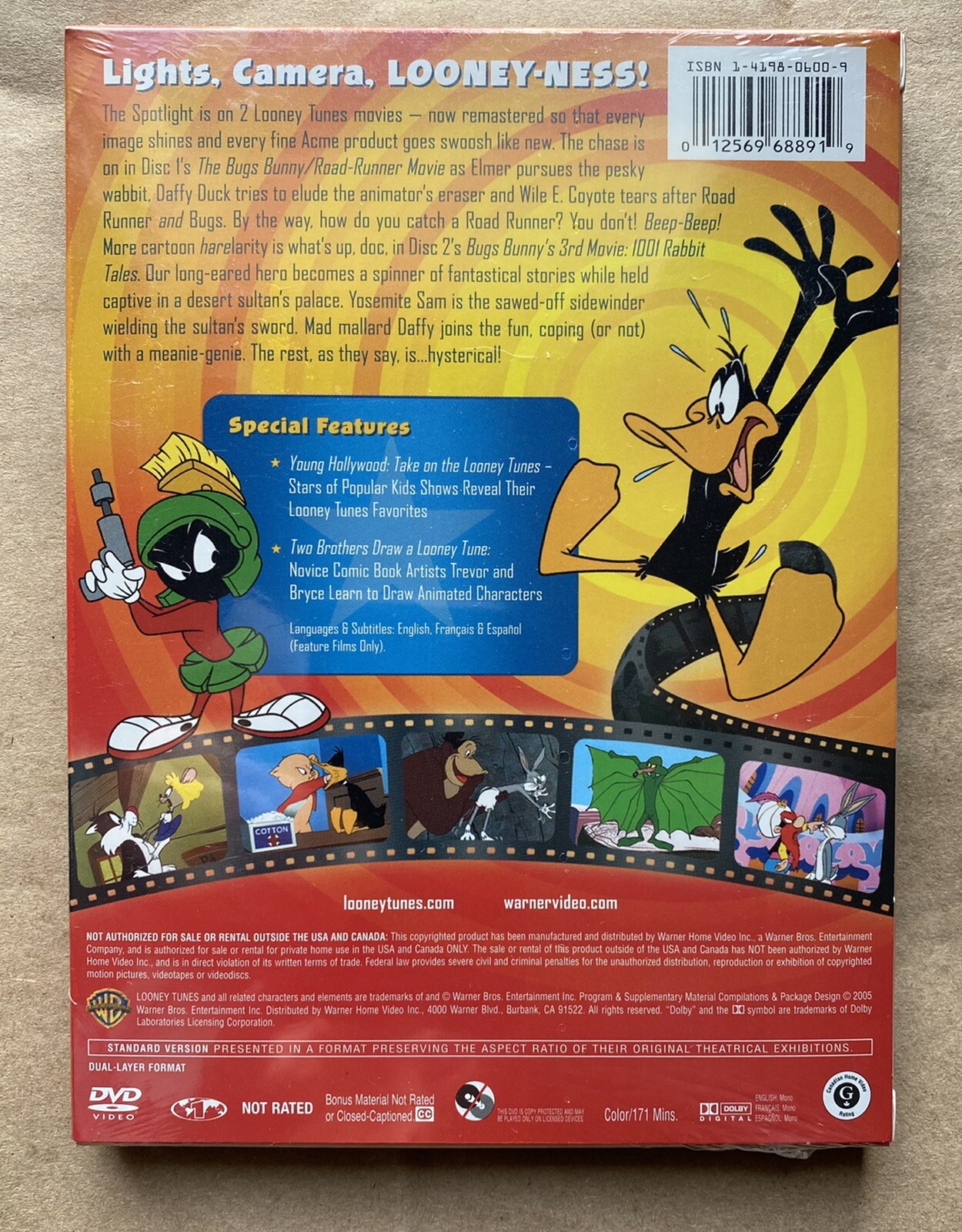 LOONEY TUNES Movie Collection Brand New Sealed 2 DVDs Collectible Cel ...