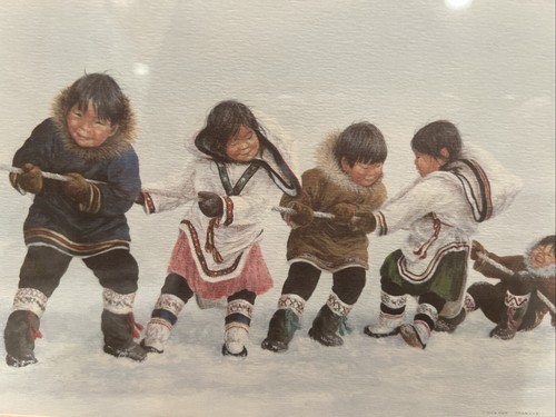 Dorothy Francis Tug Of War The Boys Team Inuit 5 X 7 Inch Print In Wood