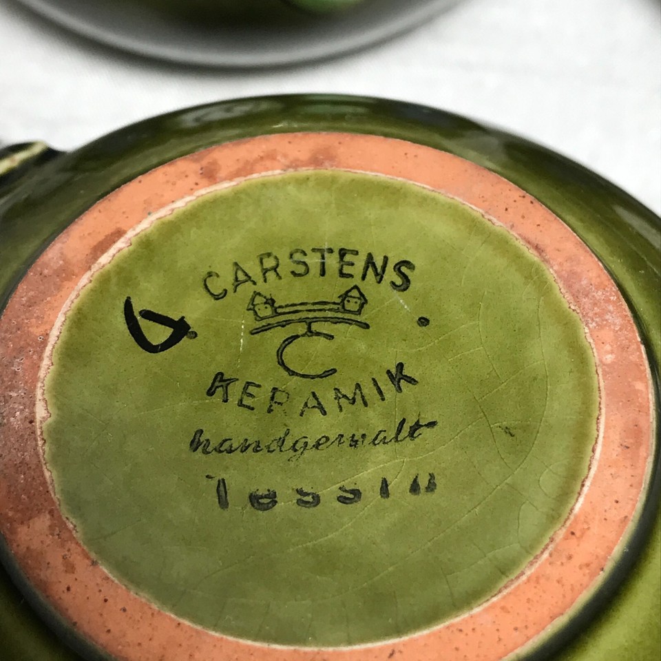 4 Vintage MCM Carstens Keramik Coffee Tea Cups Green Blue Mod Made ...